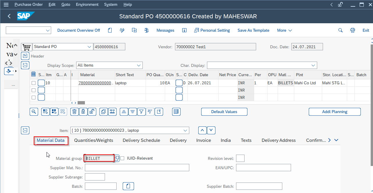 How To Create Purchase Order In SAP 