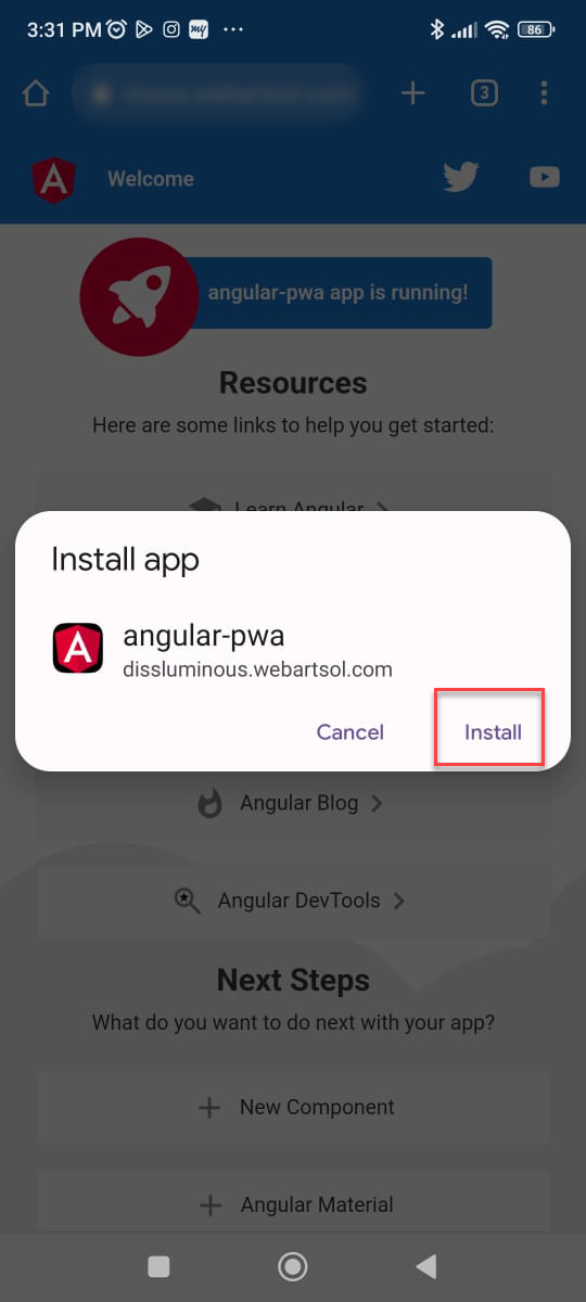 Install And Configure Pwa In Angular Js Project Progressive Web Application