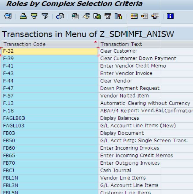 How To Find All T codes Assigned To Defined User