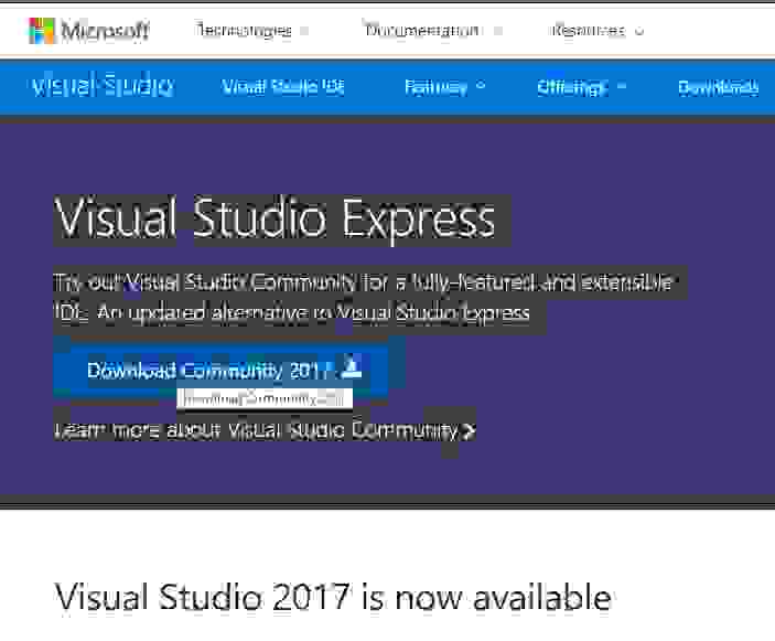 Visual Studio Community Installation and First Project