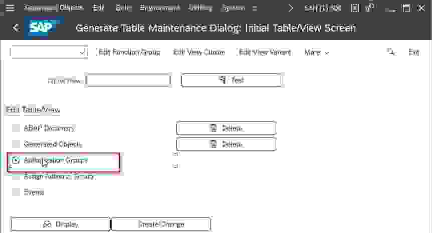 Create Authorization Group And Assign Table