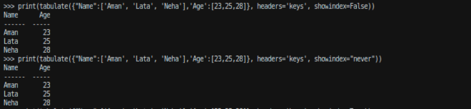 Generate Table In Python